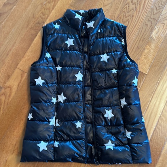Aqua | Jackets & Coats | Womens Black With White Stars Vest | Poshmark